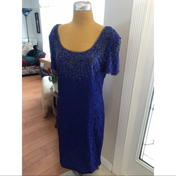 Allyson Whitmore | Dresses | Allyson Whitmore Vintage Royal Blue Beaded ...